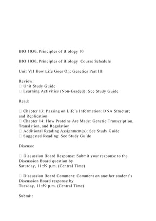 BIO 1030, Principles of Biology 1 Course Description .docx