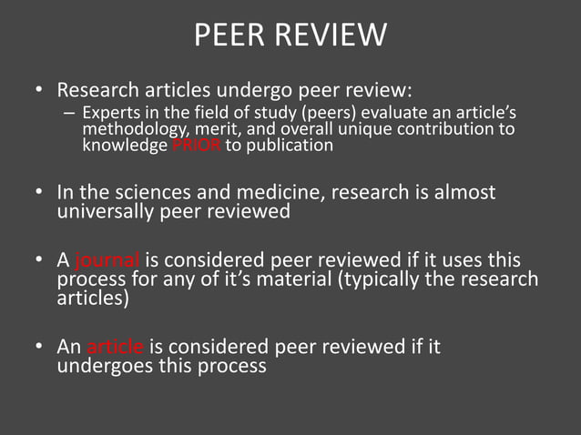 Understanding Peer Reviewed, Scientific Literature | PPTX
