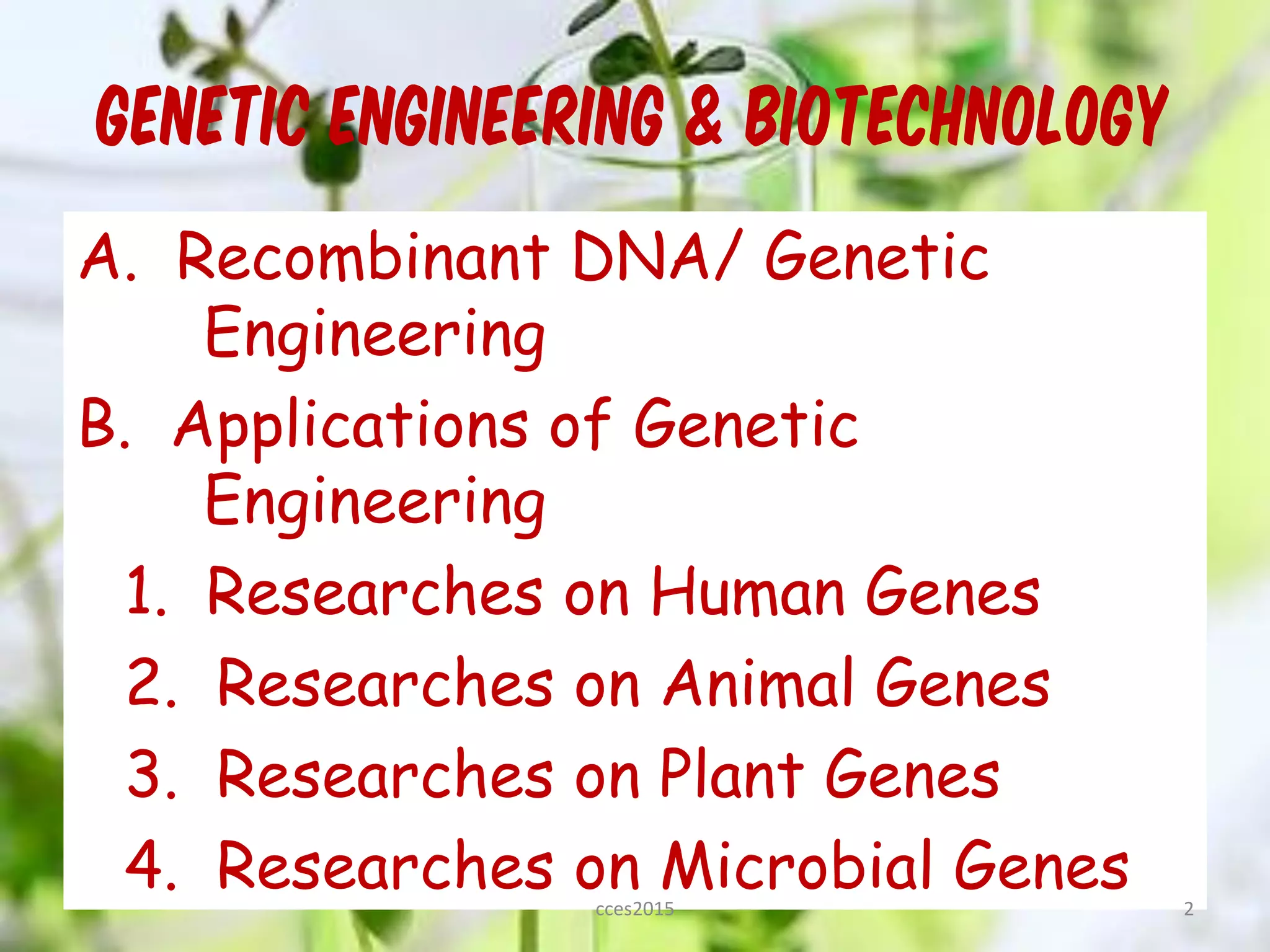 Genetic Engineering and Biotechnology | PDF