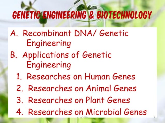 Genetic Engineering and Biotechnology | PDF