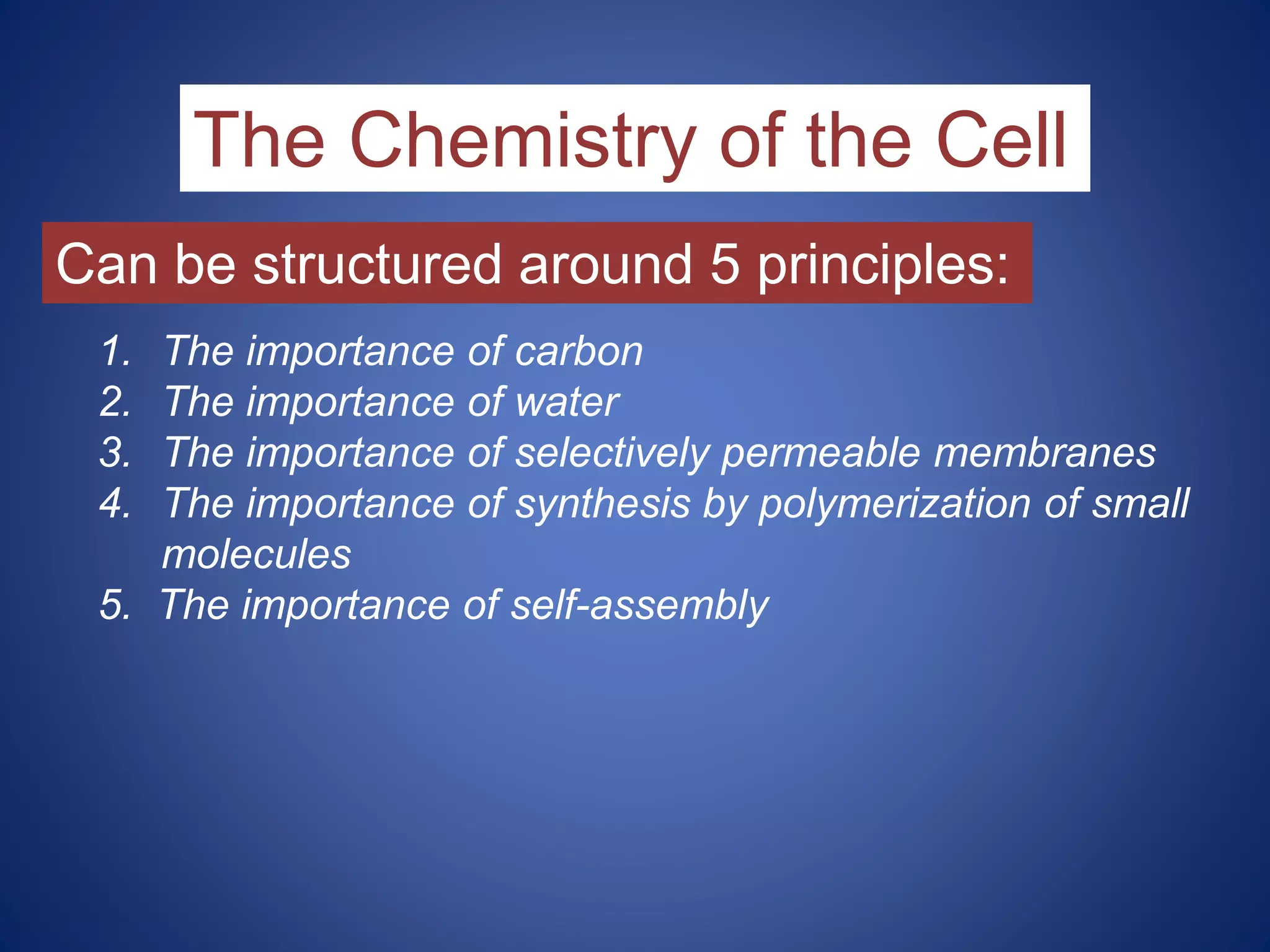 Cell Biology (Bio 108) - The Chemistry of the Cell | PPTX