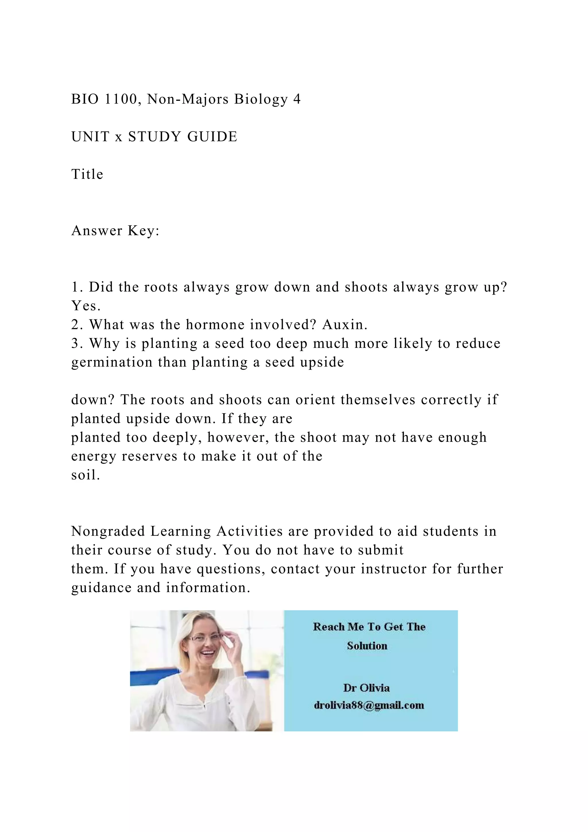 BIO 1100, Non-Majors Biology 1 Course Learning Outcom.docx