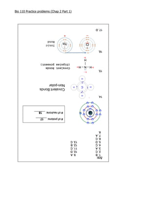 Bio110 practice problems chap2 part1 | PDF
