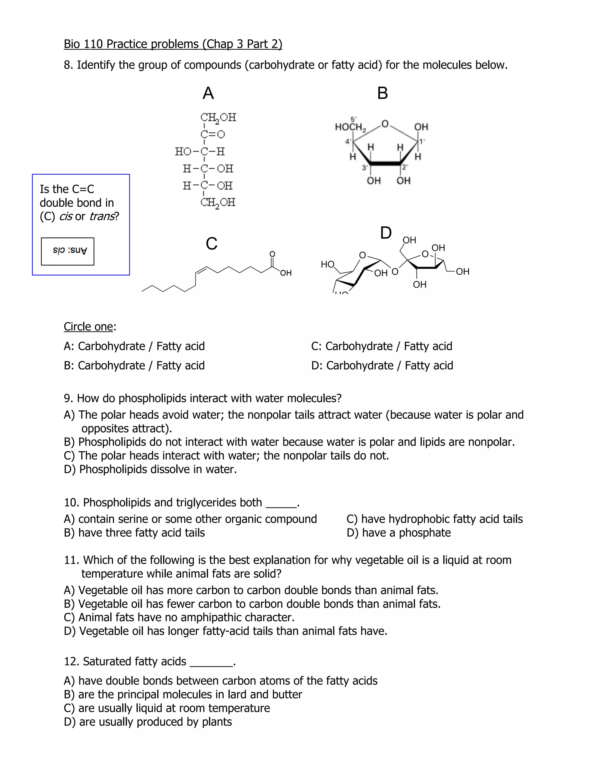Bio110 practice problems chap3 part2 | PDF