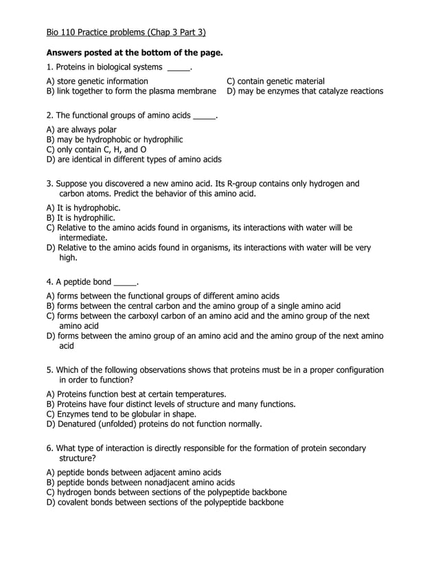 Bio110 practice problems chap3 part3 | PDF