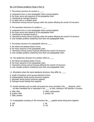 Bio110 practice problems chap3 part3 | PDF