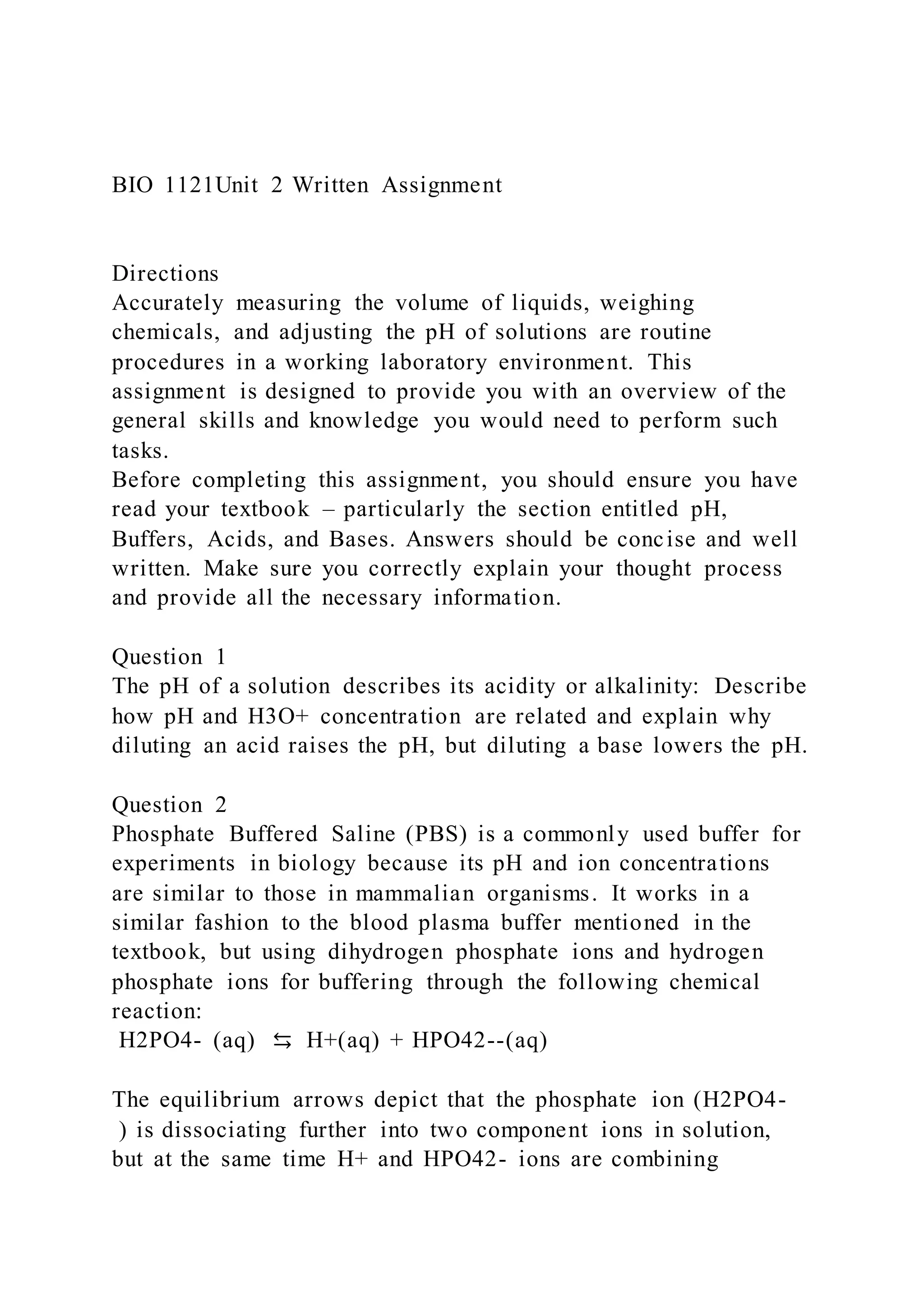 Bio 1121 unit 2 written assignmentdirectionsaccurately meas | PDF Bio 1121 unit 2 written assignmentdirectionsaccurately meas | PDF
