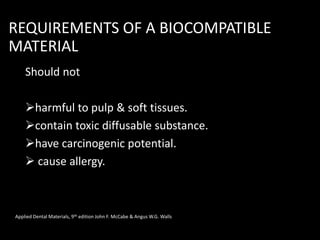Biocompatibilty of dental materials | PPTX