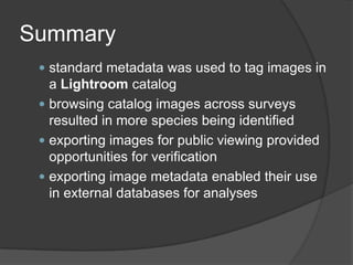 Image cataloging as a tool for marine biodiversity discovery | PPTX ...
