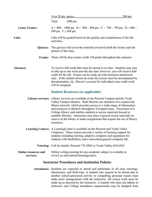 BIO 160 Syllabus Spring 14 | PDF