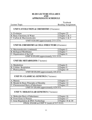 Bio 201 course information syllabus qcc | PDF