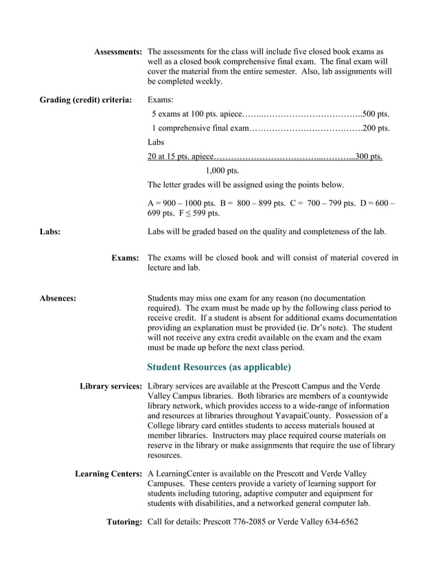 BIO 201 Syllabus Spring 2014 | PDF
