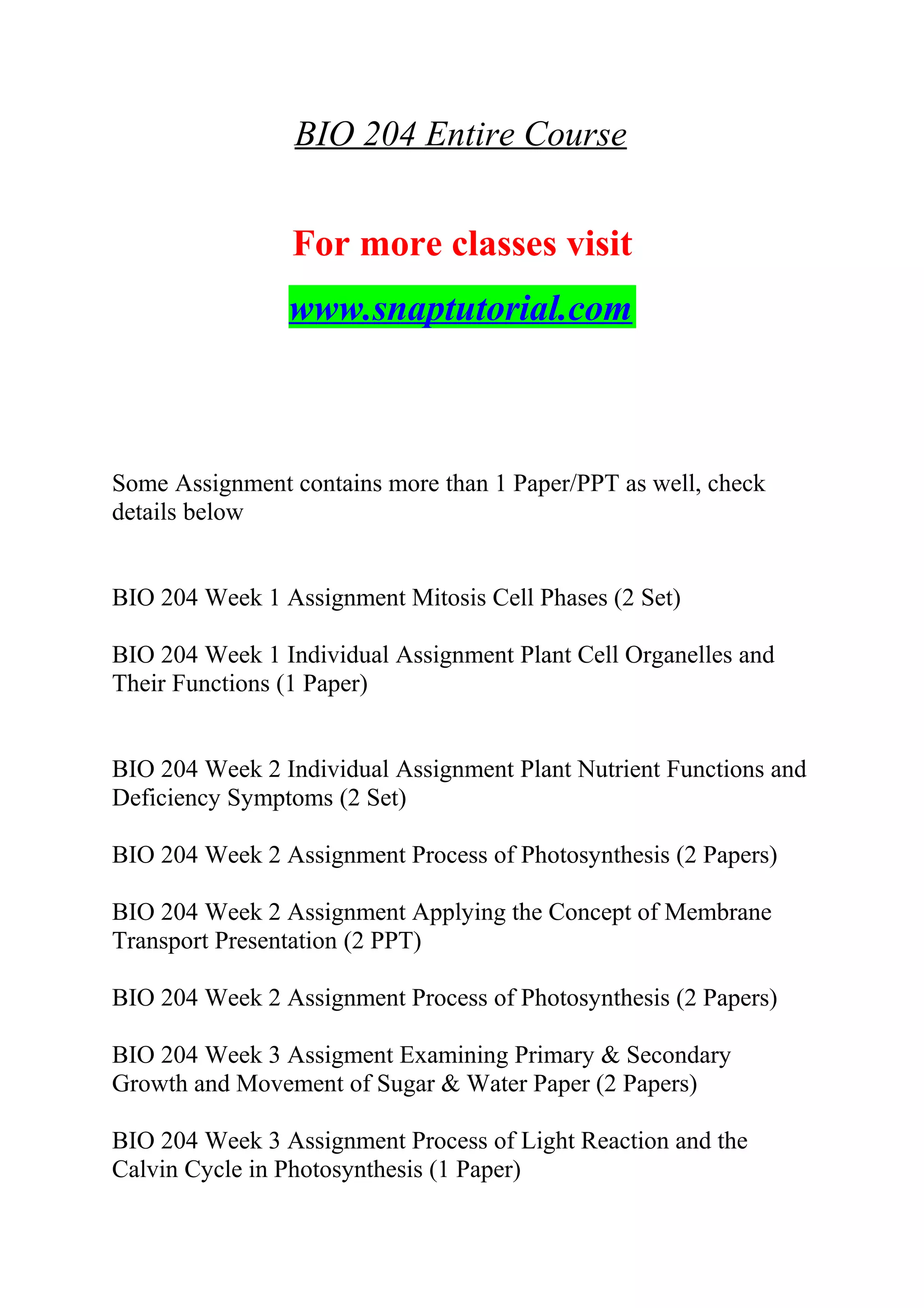 BIO 204 Effective Communication / snaptutorial.com