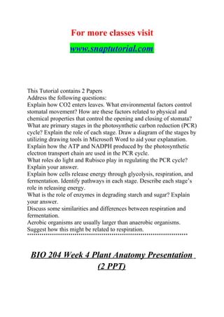 BIO 204 Effective Communication / snaptutorial.com