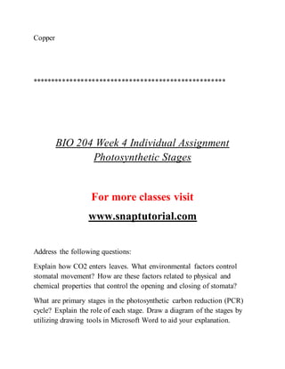 BIO 204 Technology levels--snaptutorial.com