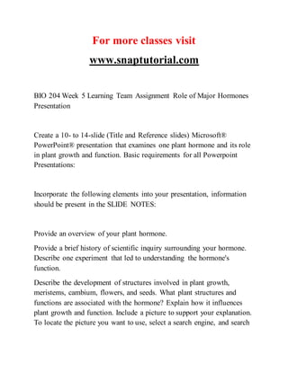 BIO 204 Technology levels--snaptutorial.com