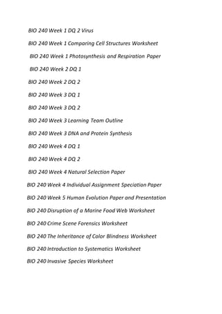 BIO 240 Exceptional Education - snaptutorial.com