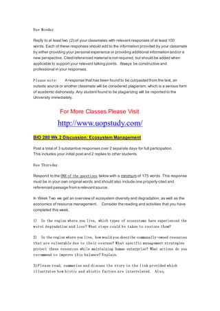 Bio 280 all discussions uop course guide uopstudy.com