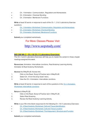 Bio 290 bio290 bio 290 education for service uopstudy.com