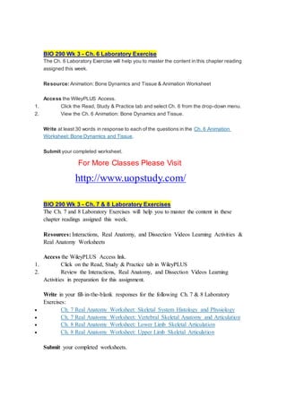 Bio 290 bio290 bio 290 education for service uopstudy.com