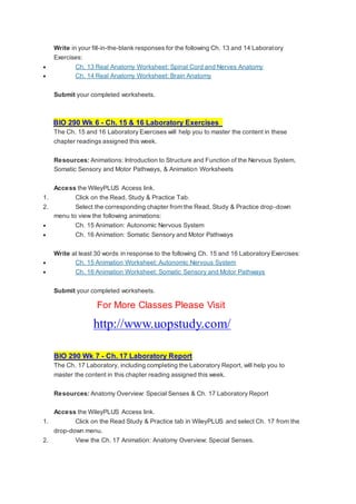 Bio 290 bio290 bio 290 education for service uopstudy.com