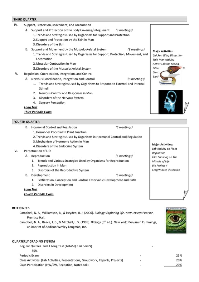 Bio2 course outline 2012 2013 | DOC | Biological Sciences | Science