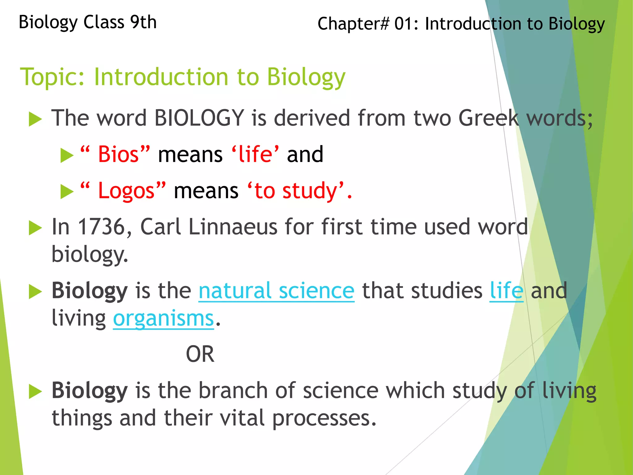 Biology and its major divisions | PPTX