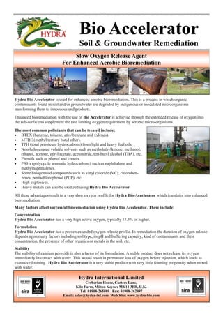 Hydra Bio Accelerator for Land Soil Remediation | PDF