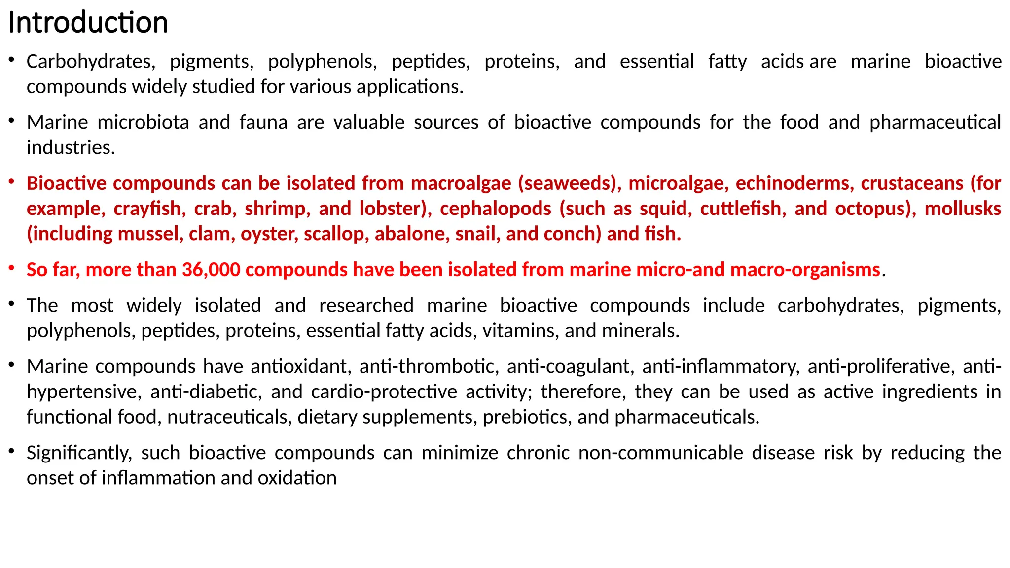 Bioactive compounds from marine sources and their applications by B | PPTX