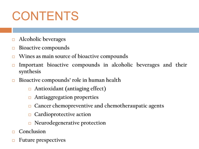 Bioactive compounds in alcoholic beverages and their role in human ...