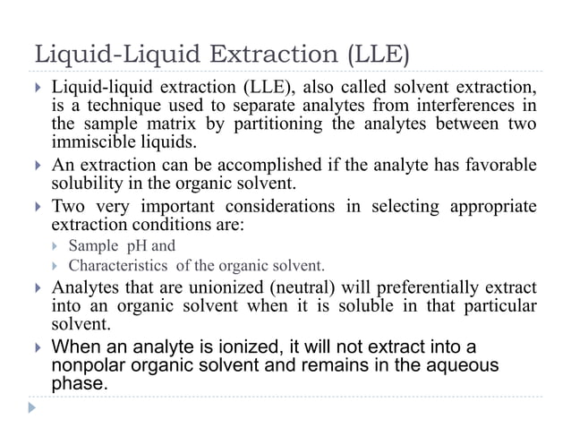 Bioanalytical Extraction Methods And Validation Parameters Pptx Chemistry Science
