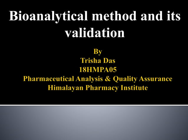 Bioanalytical Methods And Its Validation Pptx Chemistry Science