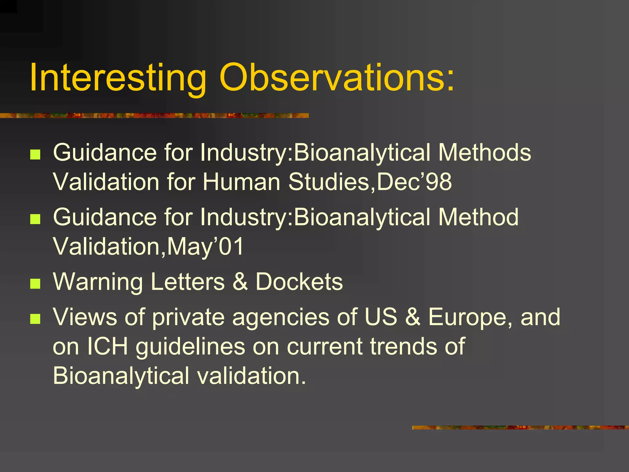 Bioanalytical Method Validation Fda Perspective | PPTX