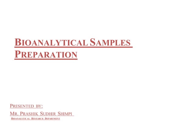 Bioanalytical samples preparation | DOCX | Chemistry | Science