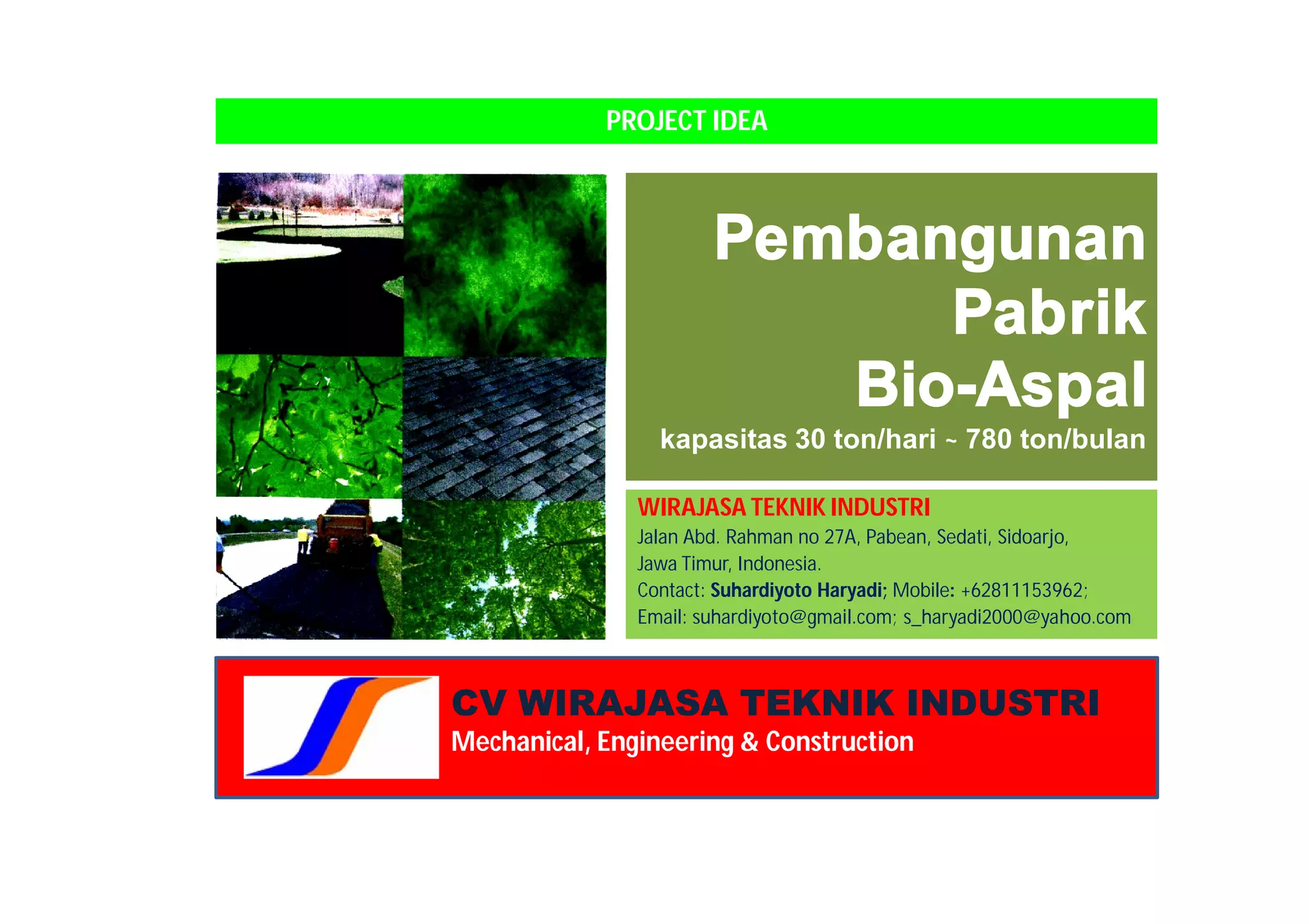 Synthetic Asphalt or Bio-Asphalt Production Plant (Bahasa Indonesia) | PDF