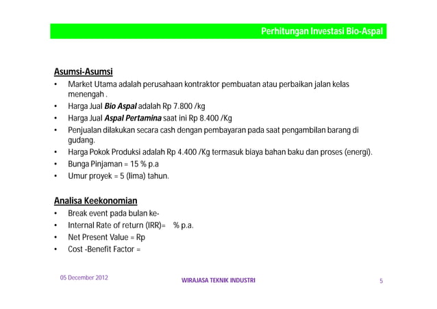 Synthetic Asphalt or Bio-Asphalt Production Plant (Bahasa Indonesia) | PDF