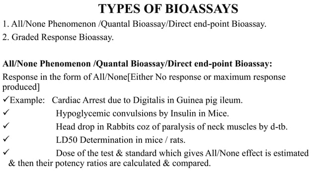 Bioassay ,its types for theory & practical | PPTX | Chemistry | Science