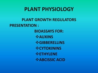 Bioassay for plant growth regulators | PDF