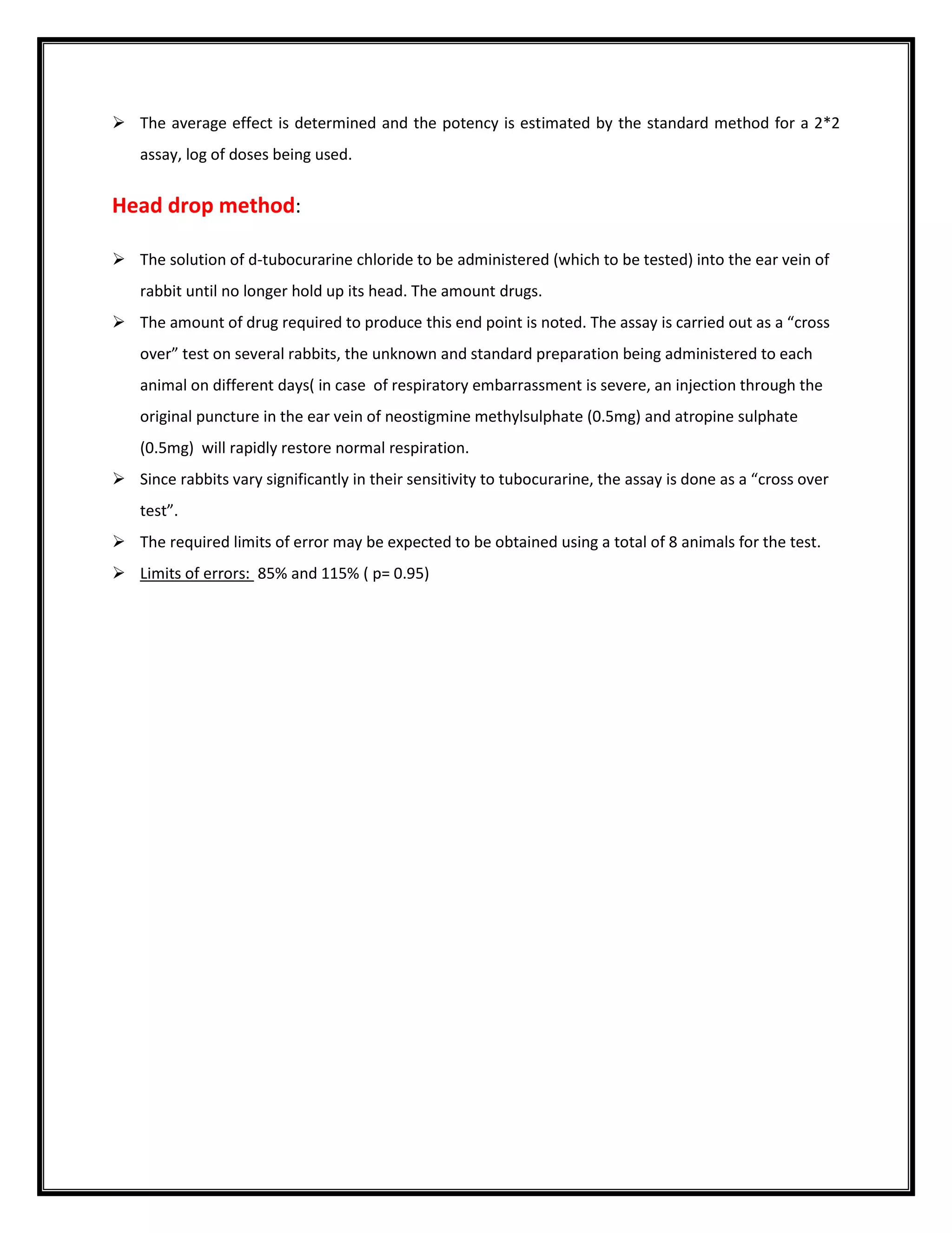 Bioassay of d-tubocurarine | PDF