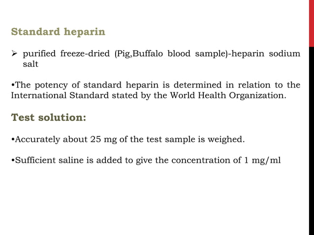 Bio assay of heparin | PPTX | Blood Disorders | Diseases and Conditions