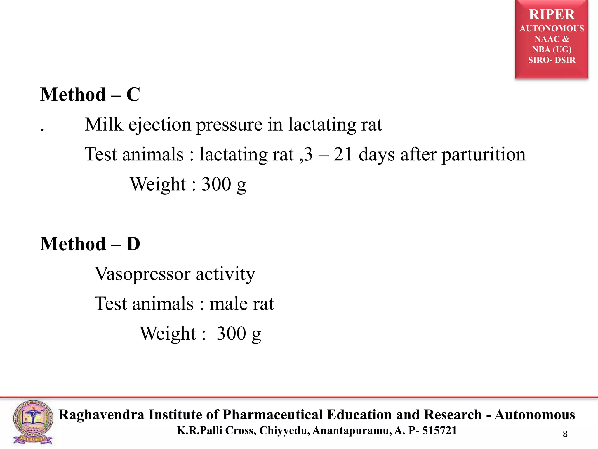 Biological Tests And Bioassay Of Oxytocin Ppt