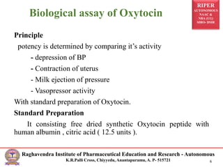 Biological tests and Bioassay of Oxytocin | PPTX