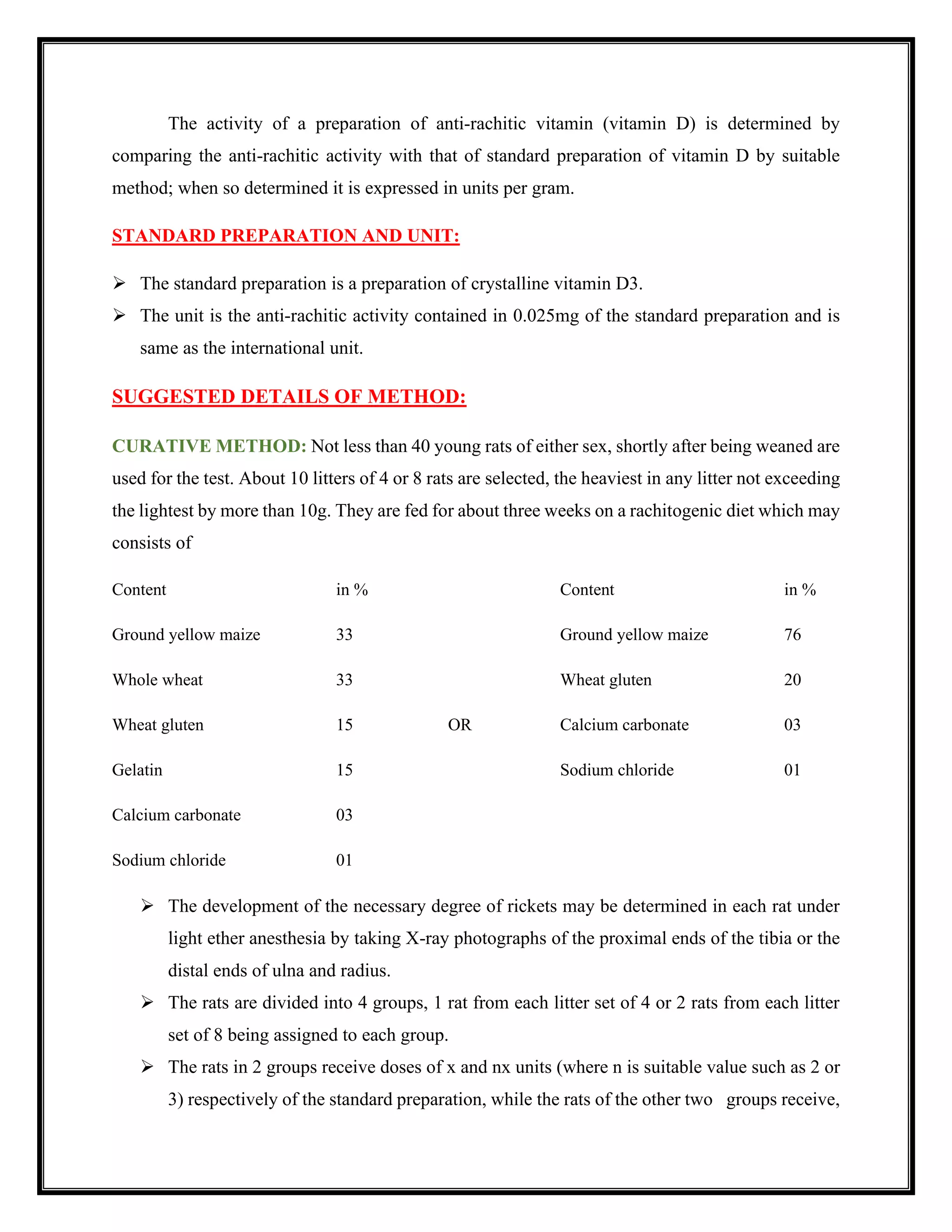 Bioassay of Vitamin D | PDF