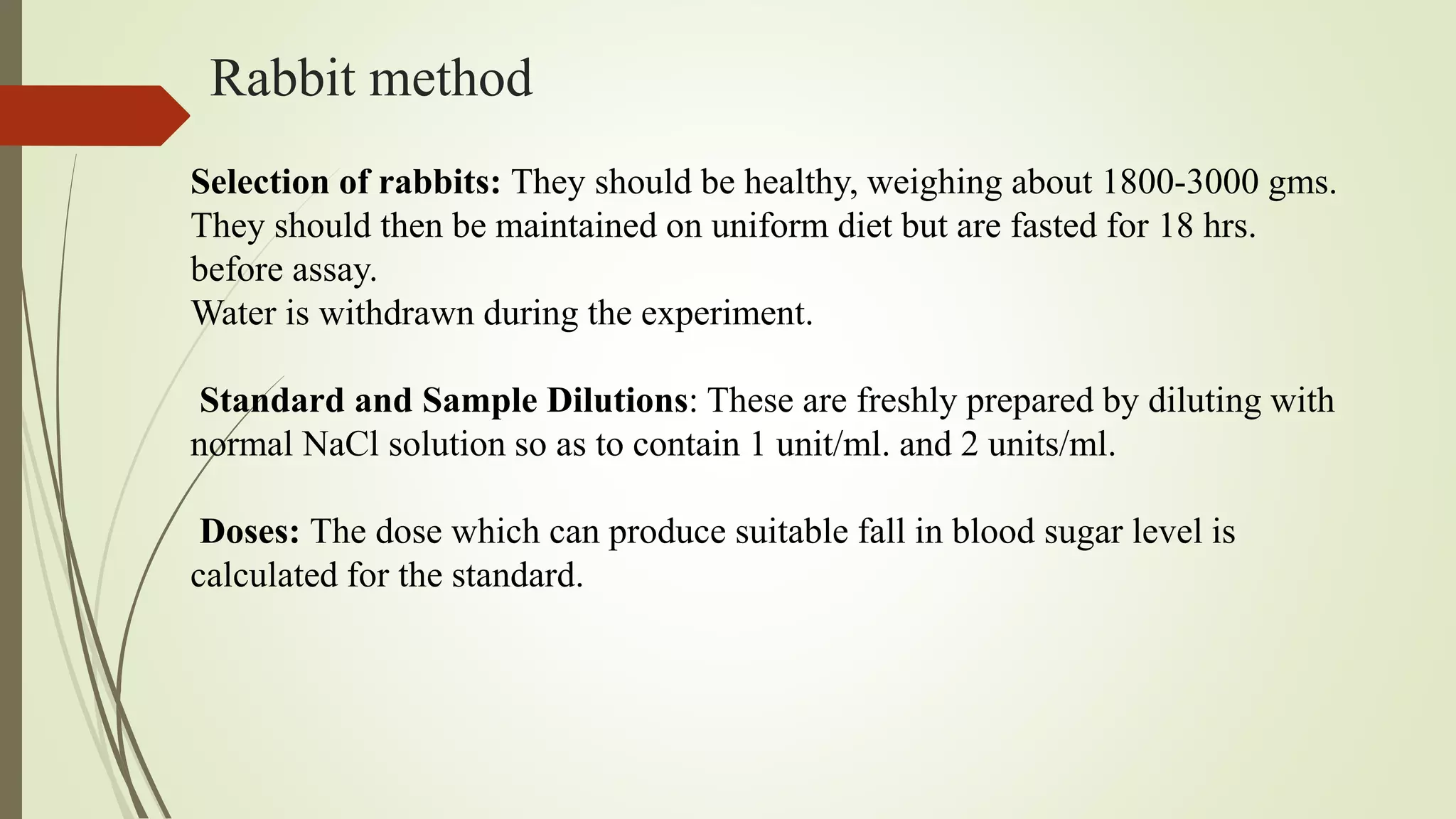 Bioassy of insulin according to Indian pharmacopoeia | PPTX