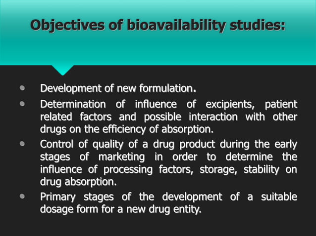 Bioavailability and bioeqivalance testing | PPTX | Pharmaceutical ...