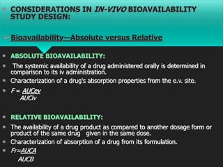 Bioavailability and bioeqivalance testing | PPTX | Pharmaceutical ...