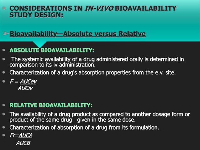 Bioavailability and bioeqivalance testing | PPTX | Pharmaceutical ...