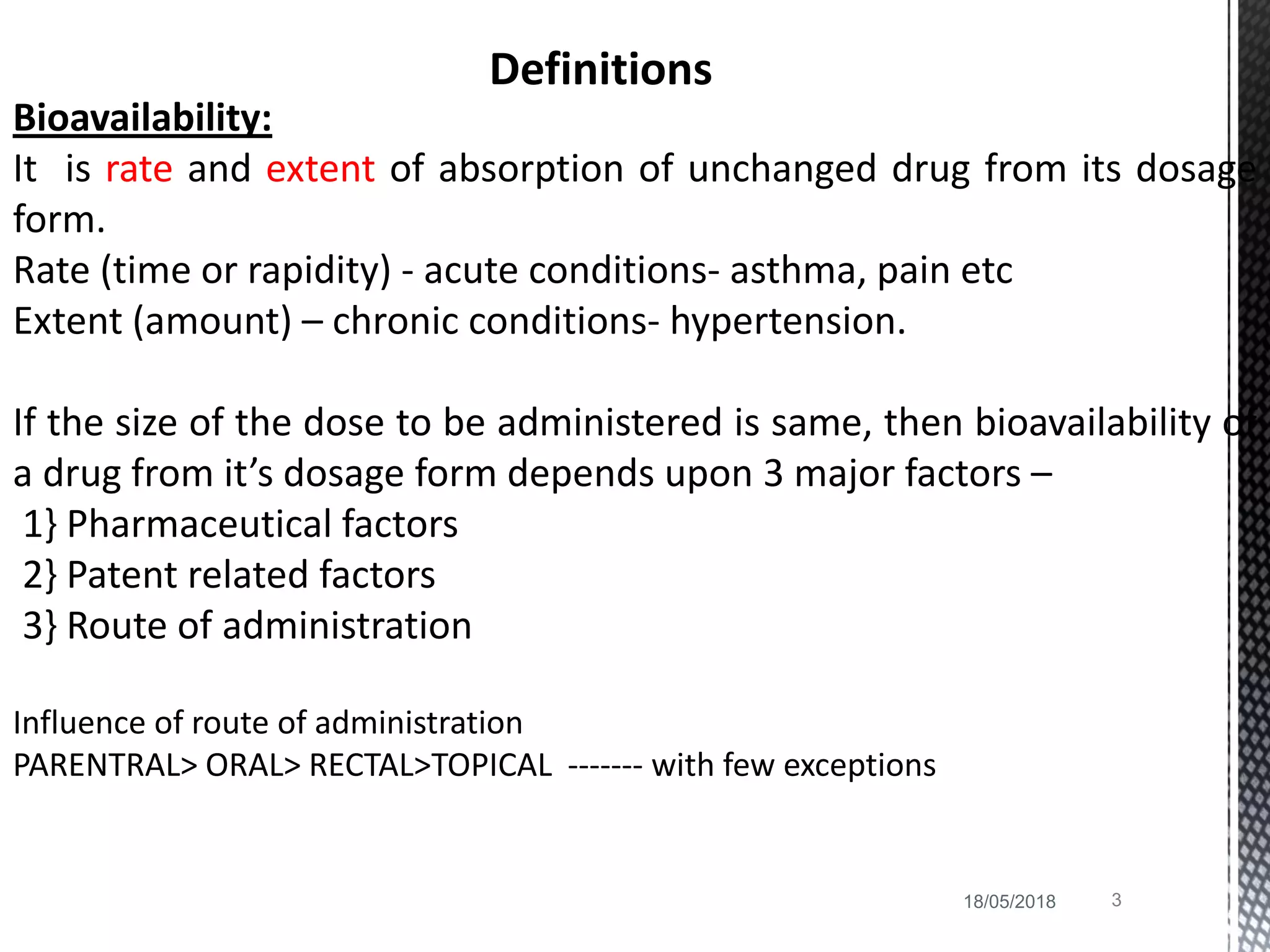 Bioavailability and bioequivalence | PDF