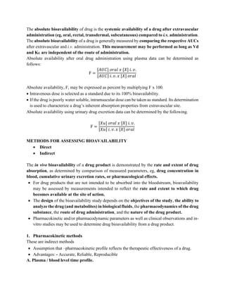 Bioavailability and bioequivalence | PDF | Pharmaceutical Industry ...