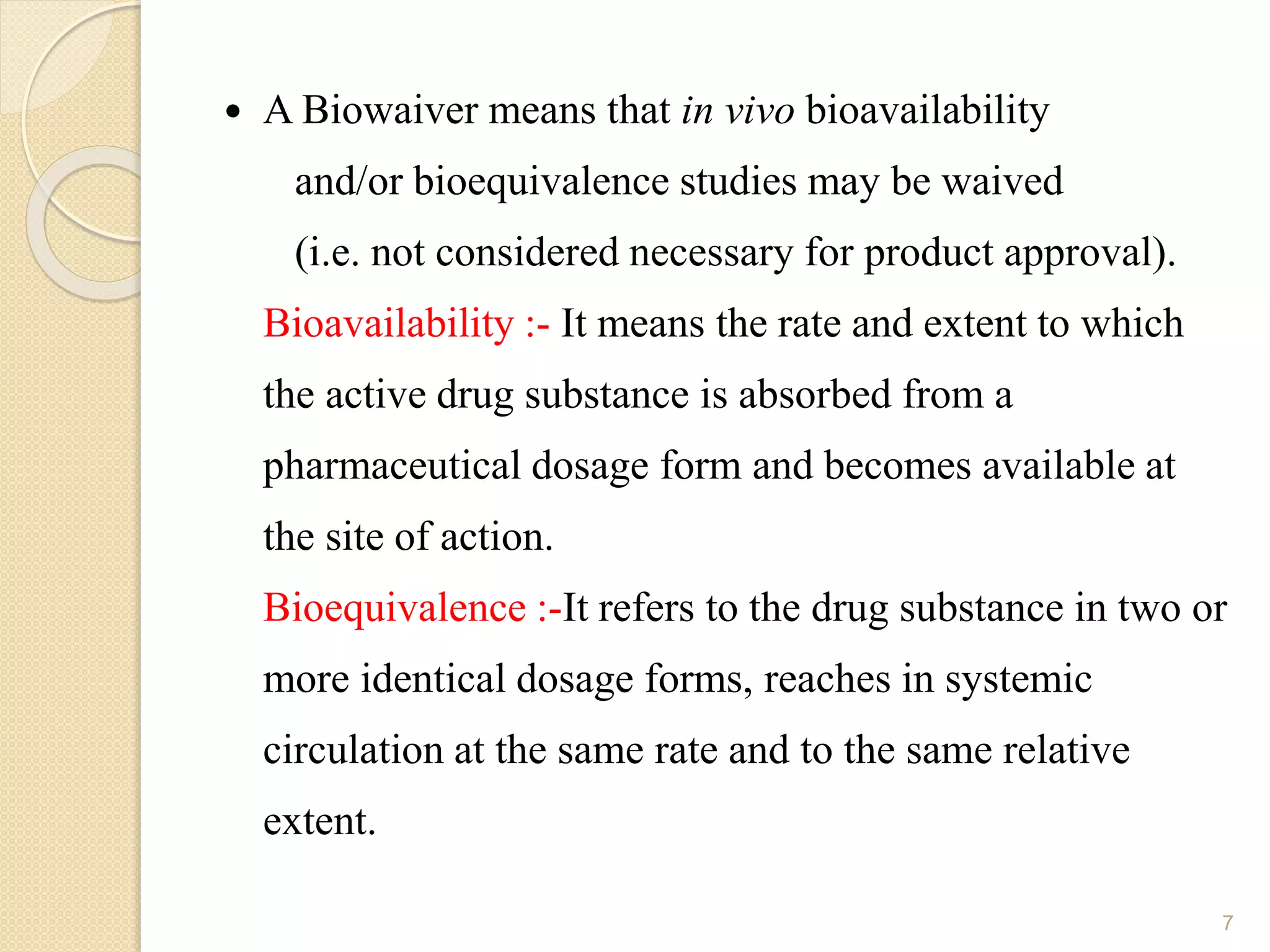 Bioavailability and bioequivalence study | PPTX